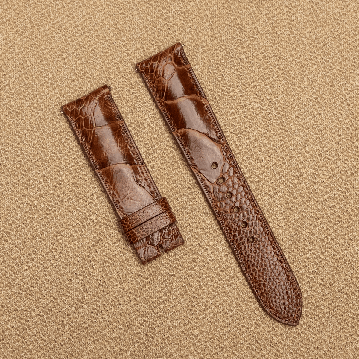 Ostrich leg leather, rounded, uneven, curved end (bow hook) – JLC Handmade